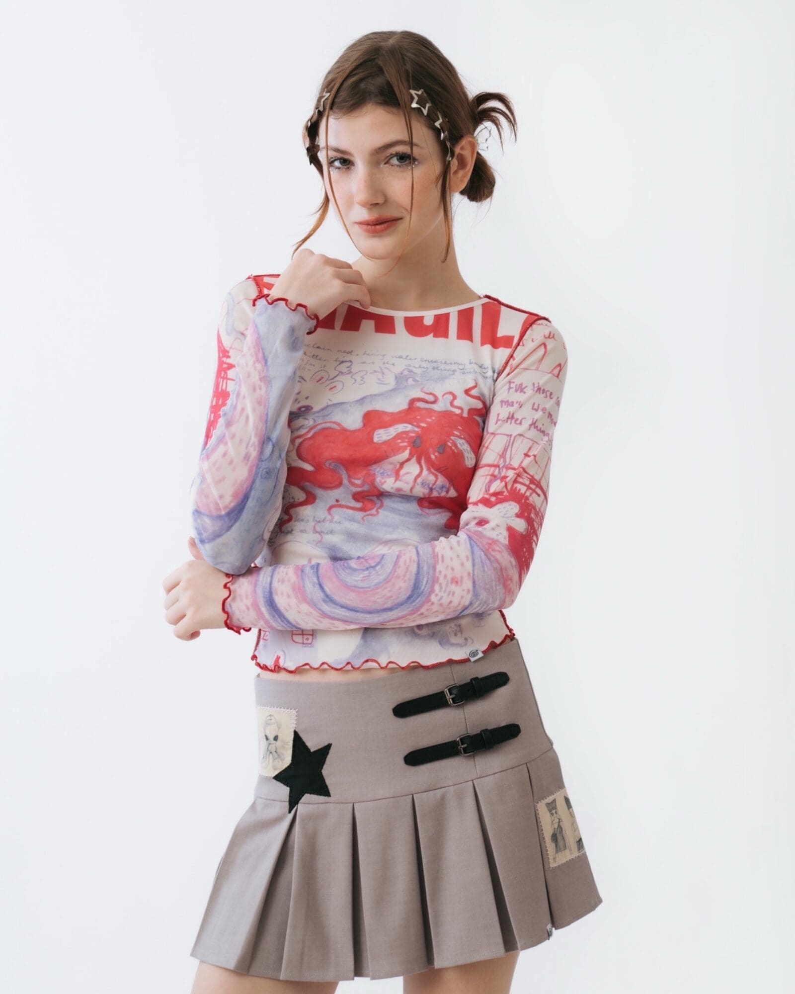 Fragile Long Sleeves Mesh Top – sixthdimension.shop