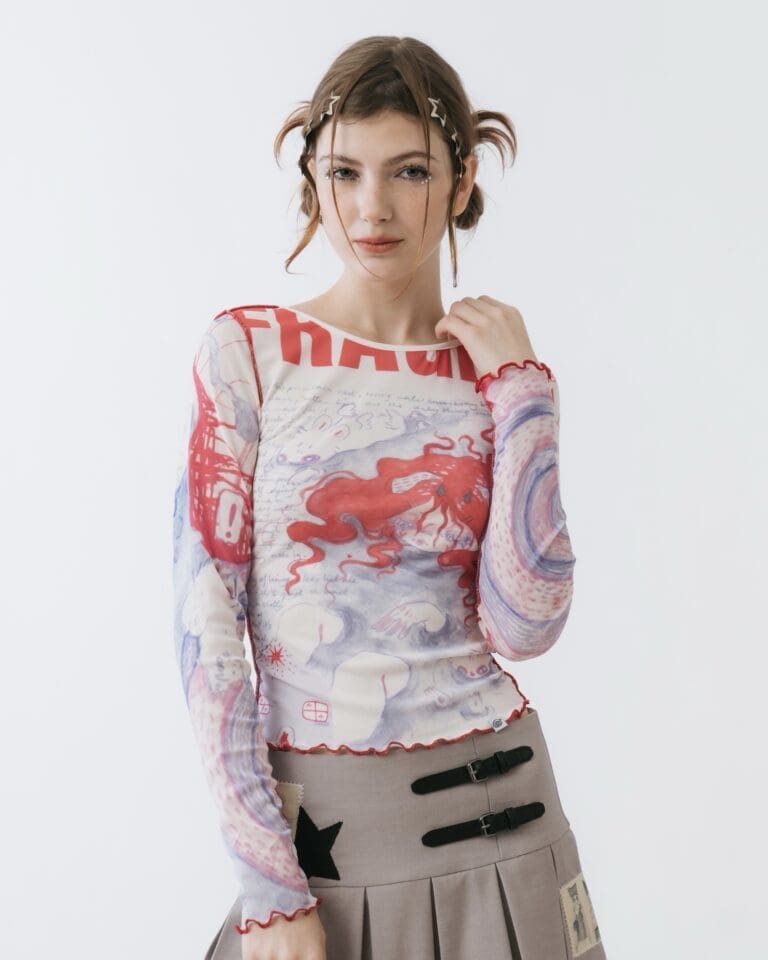 Fragile Long Sleeve Mesh Top – sixthdimension.shop