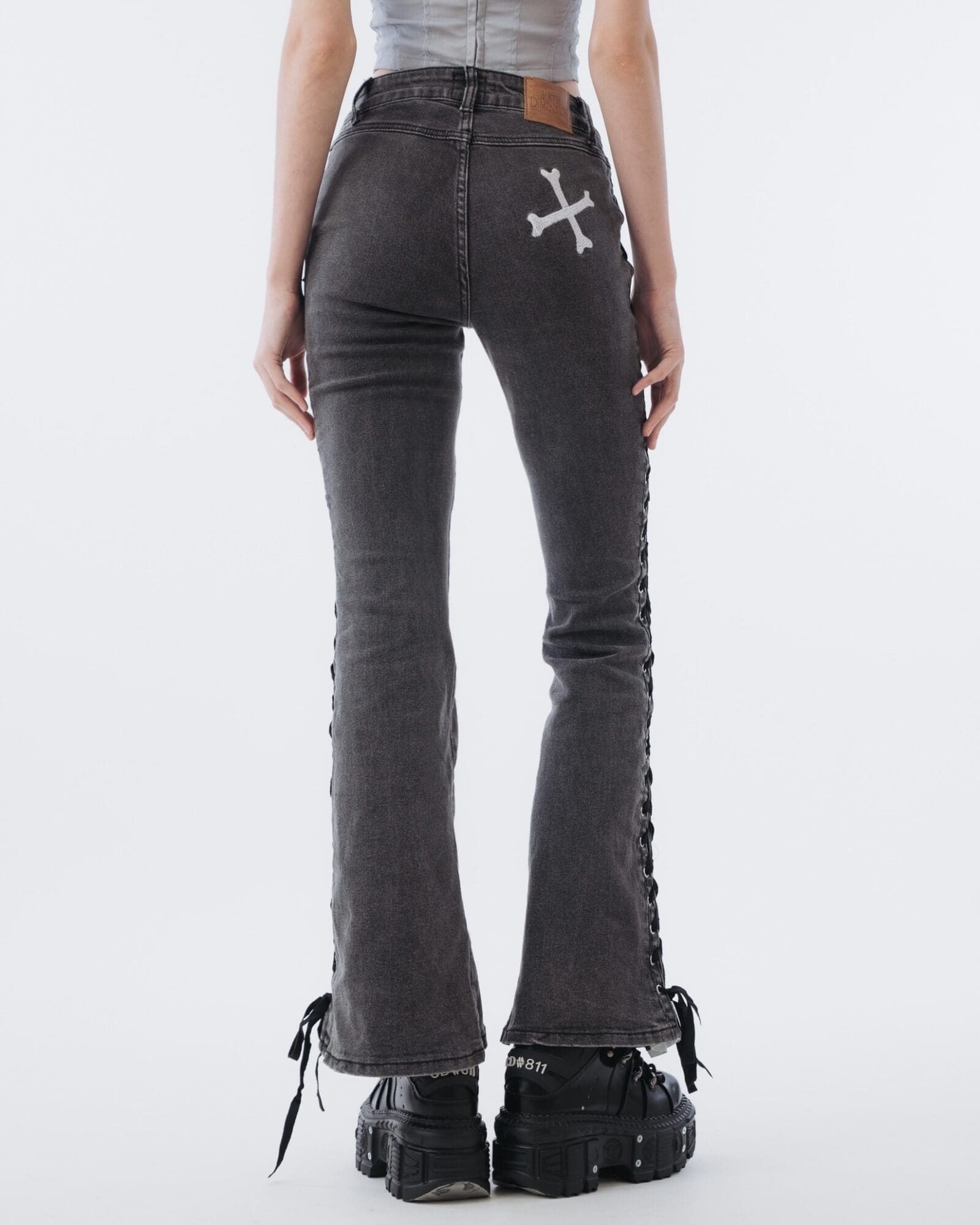 Bones Flare Lace-up Jeans – sixthdimension.shop