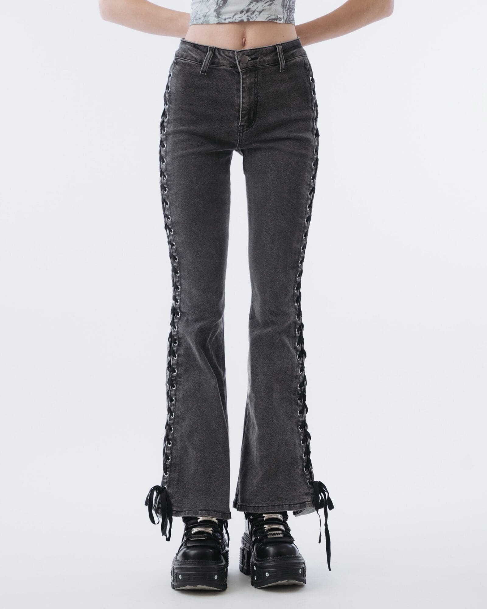 Bones Flare Lace-up Jeans – sixthdimension.shop